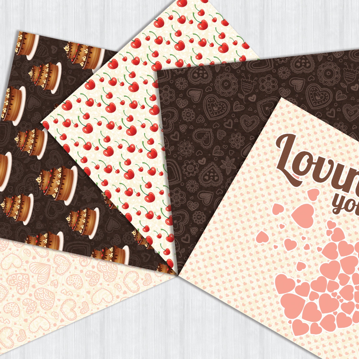 Cupcake Love Digital Paper Pack Instant Download Doughnut | Etsy