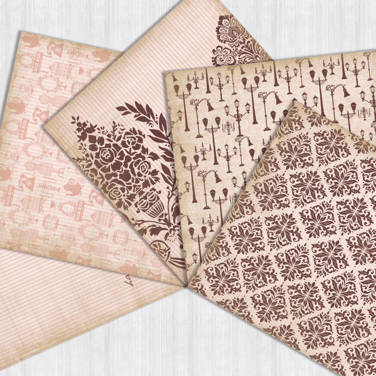 Vintage Blush Digital Paper Pack Instant Download Pink French - Etsy