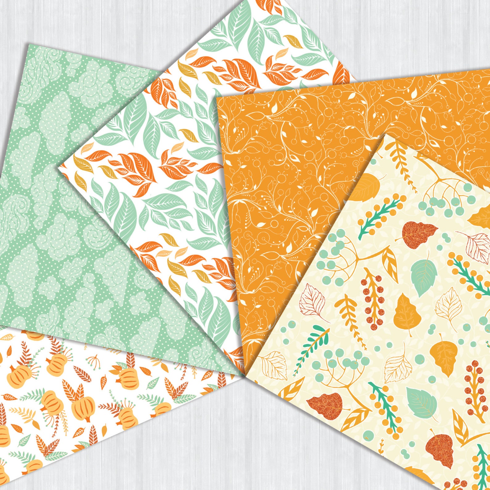 Fall Digital Paper Pack Instant Download Autumn Seamless Cute - Etsy