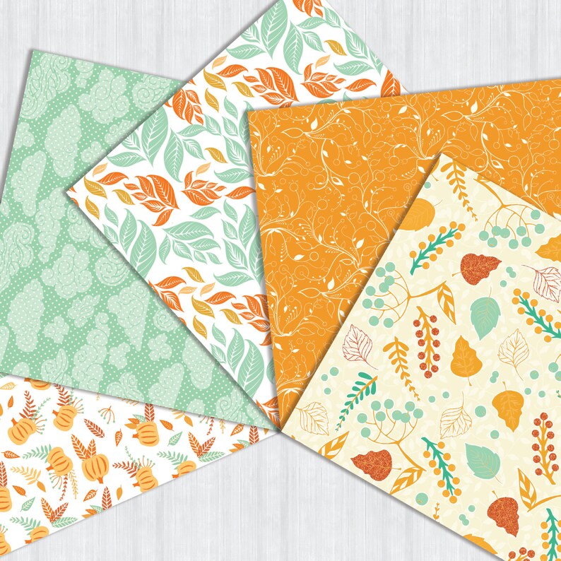 Fall Digital Paper Pack Instant Download Autumn Seamless Cute Glitter ...