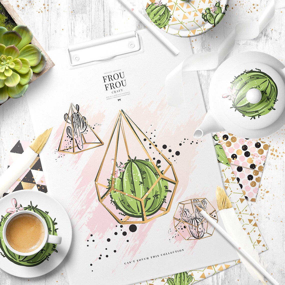 Succulent Clipart, Cactus Clip Art, Terrarium Botanical Images, Floral ...