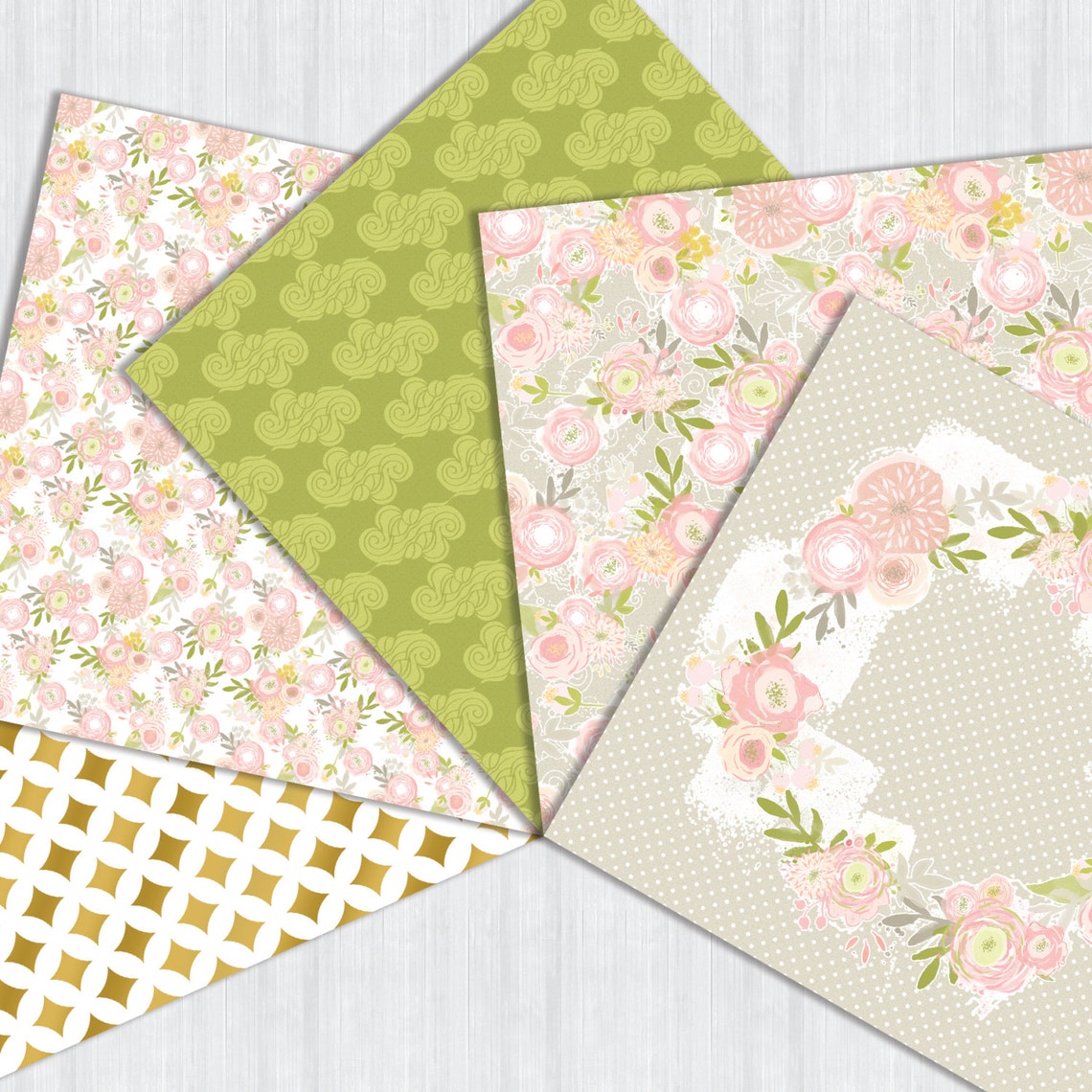 Blush Pink Flowers Digital Paper Pack Instant Download Spring - Etsy