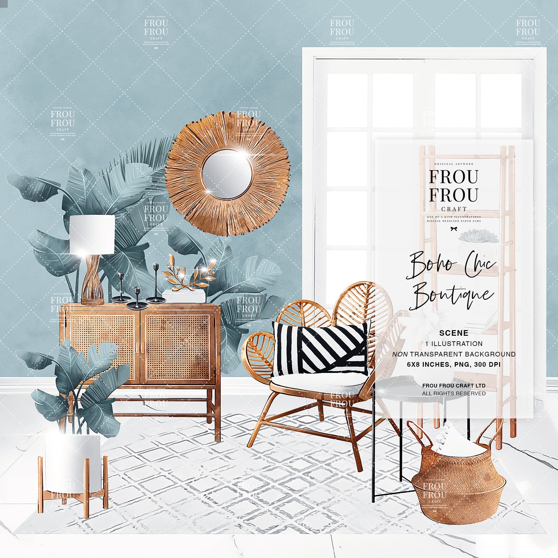 Scene Clipart Modern Boho Clip Art Boho Chic Illustration - Etsy