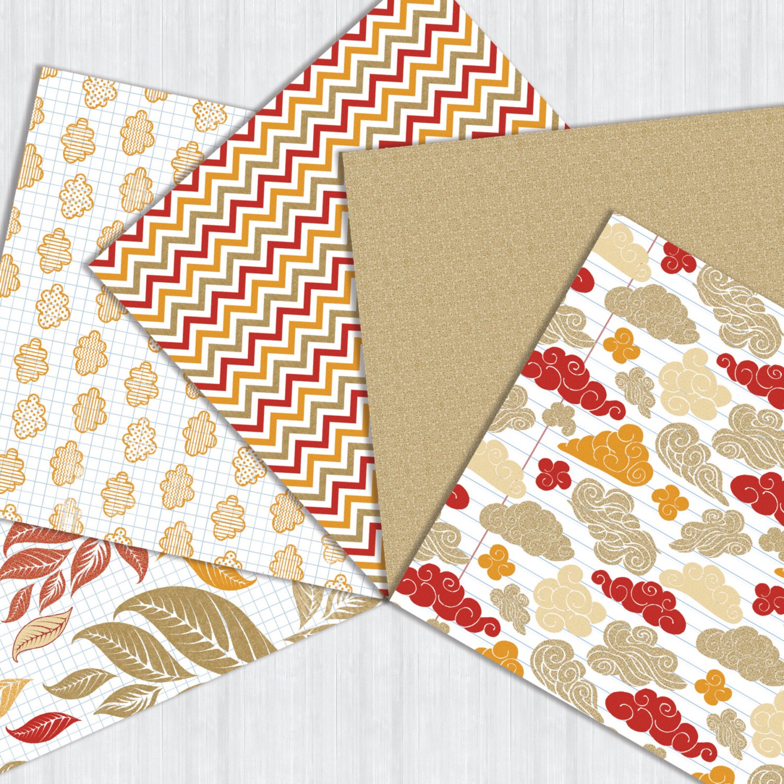 Fall Autumn Digital Paper Pack Instant Download Red Orange - Etsy