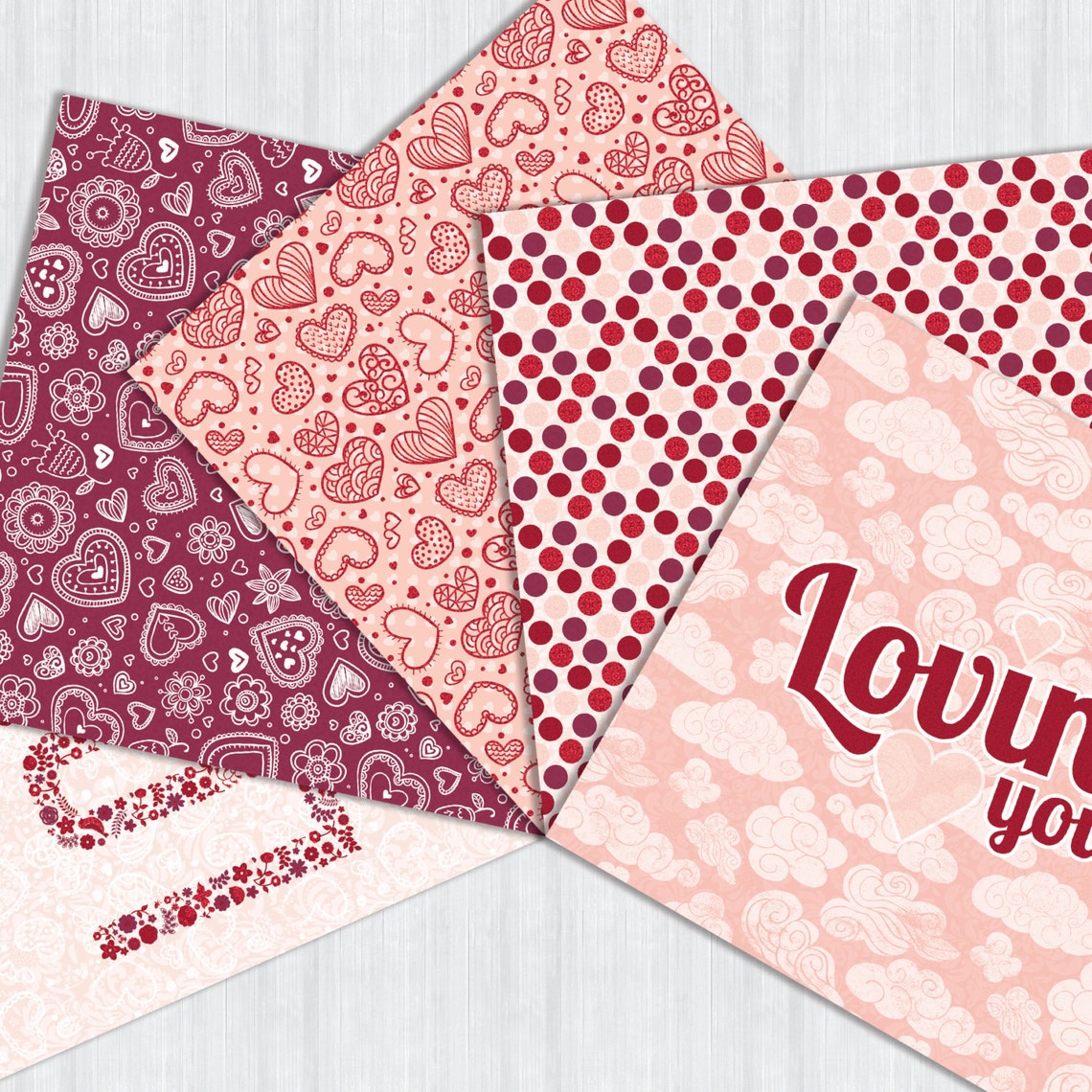 Hearts Valentine Love Digital Paper Love Valentine Printable - Etsy
