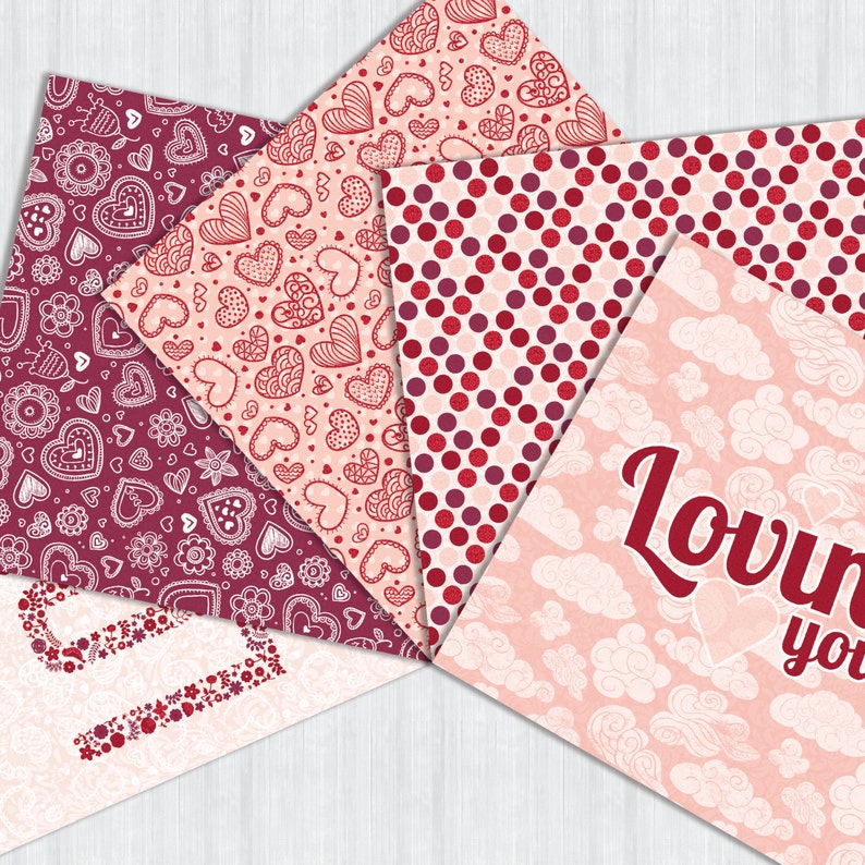 Hearts Valentine Love Digital Paper Love Valentine Printable - Etsy