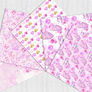 Ballerina Digital Paper Pack, Ballet Seamless Patterns, Watercolor ...