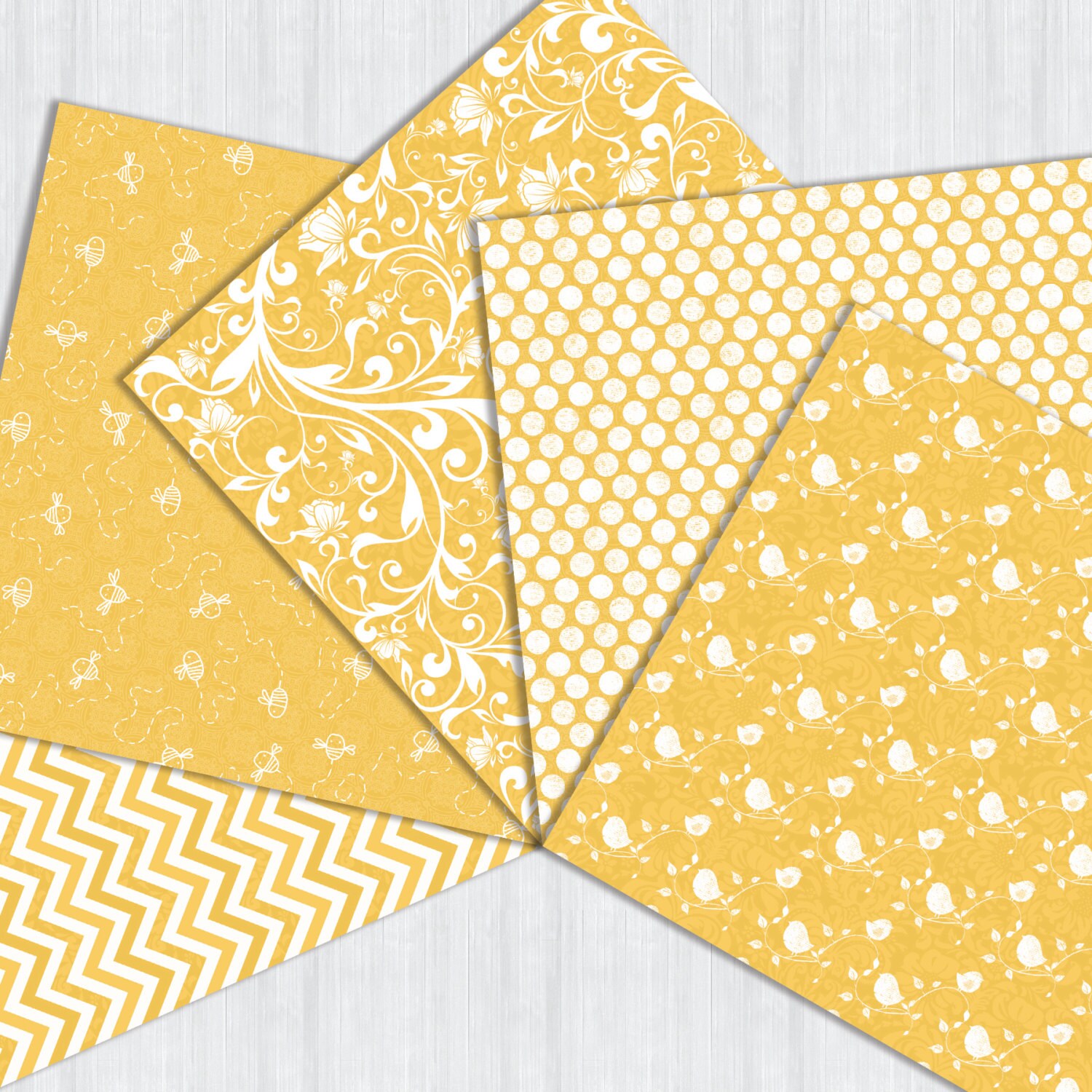 Honey Bee Digital Paper Pack Instant Download Yellow Orange White ...