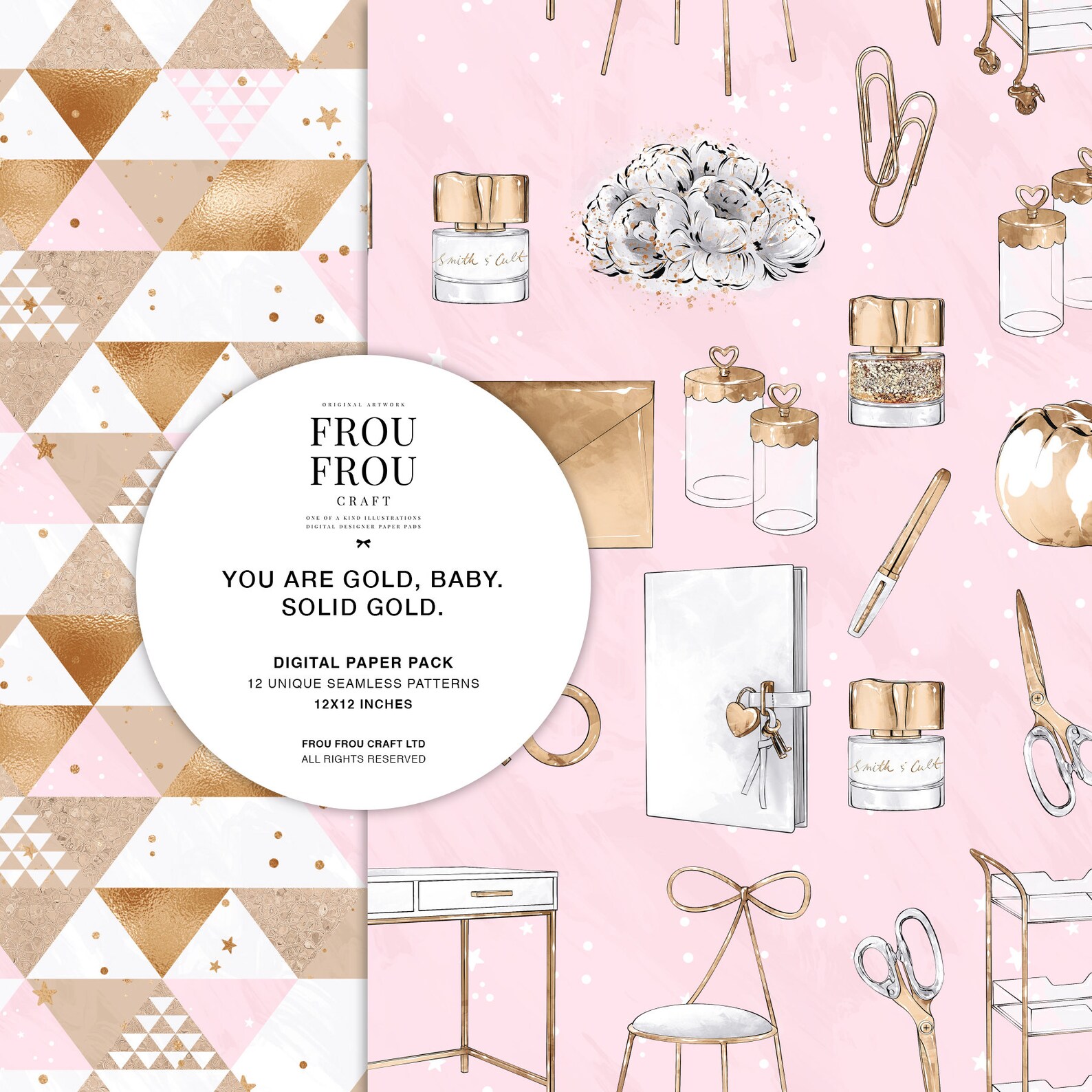 Gold Office Paper Pack Pink Planner Cover Stationary Surface | Etsy