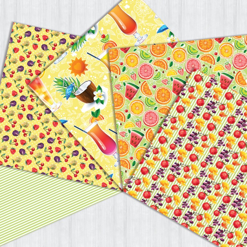Fruits Digital Paper Pack Instant Download Delicious Picnic Recipe ...