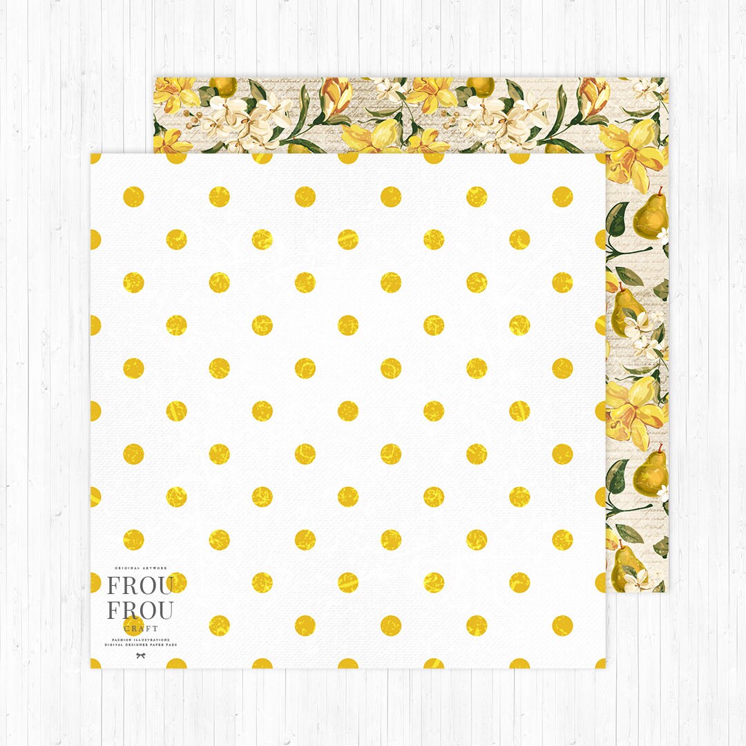Fall Paper Pack Pear Paper Pad Yellow Floral Digital - Etsy