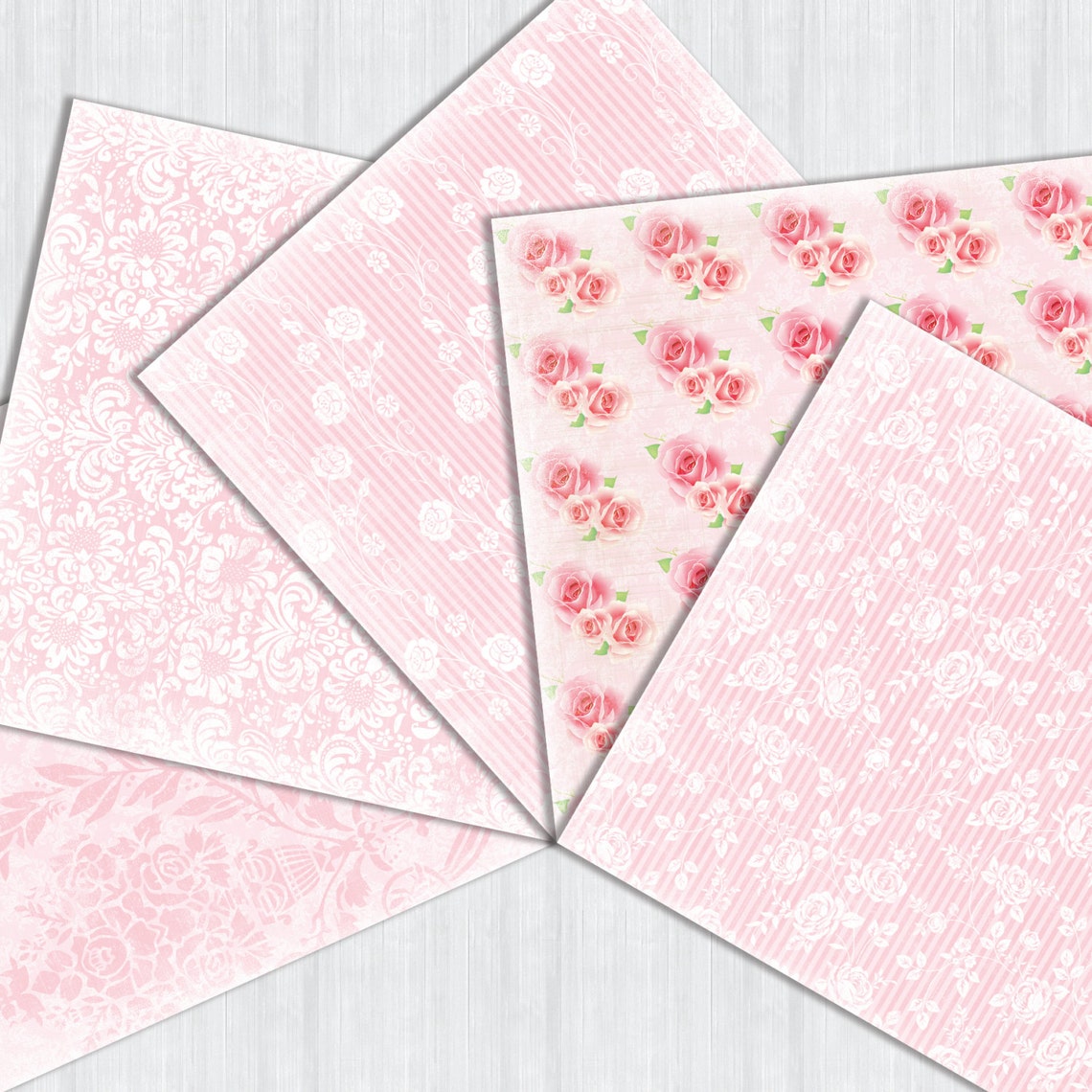 Pink Rose Digital Paper Pack Instant Download Blush Vintage | Etsy