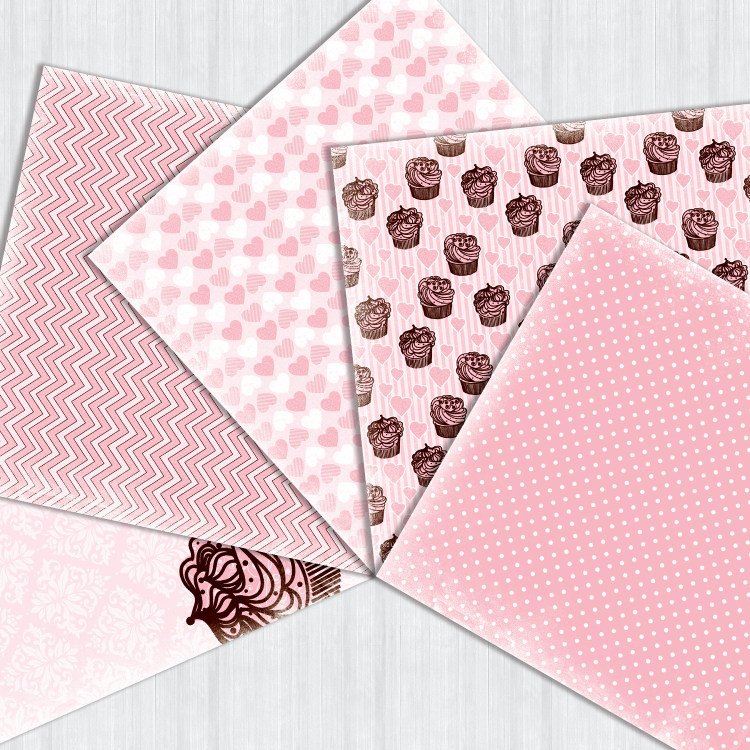 Chocolate Cupcakes Digital Paper Pack Instant Download Pink - Etsy