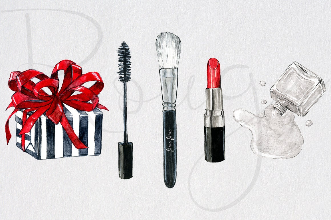 Makeup Beauty Stickers Makeup Digital Watercolor Chic | Etsy