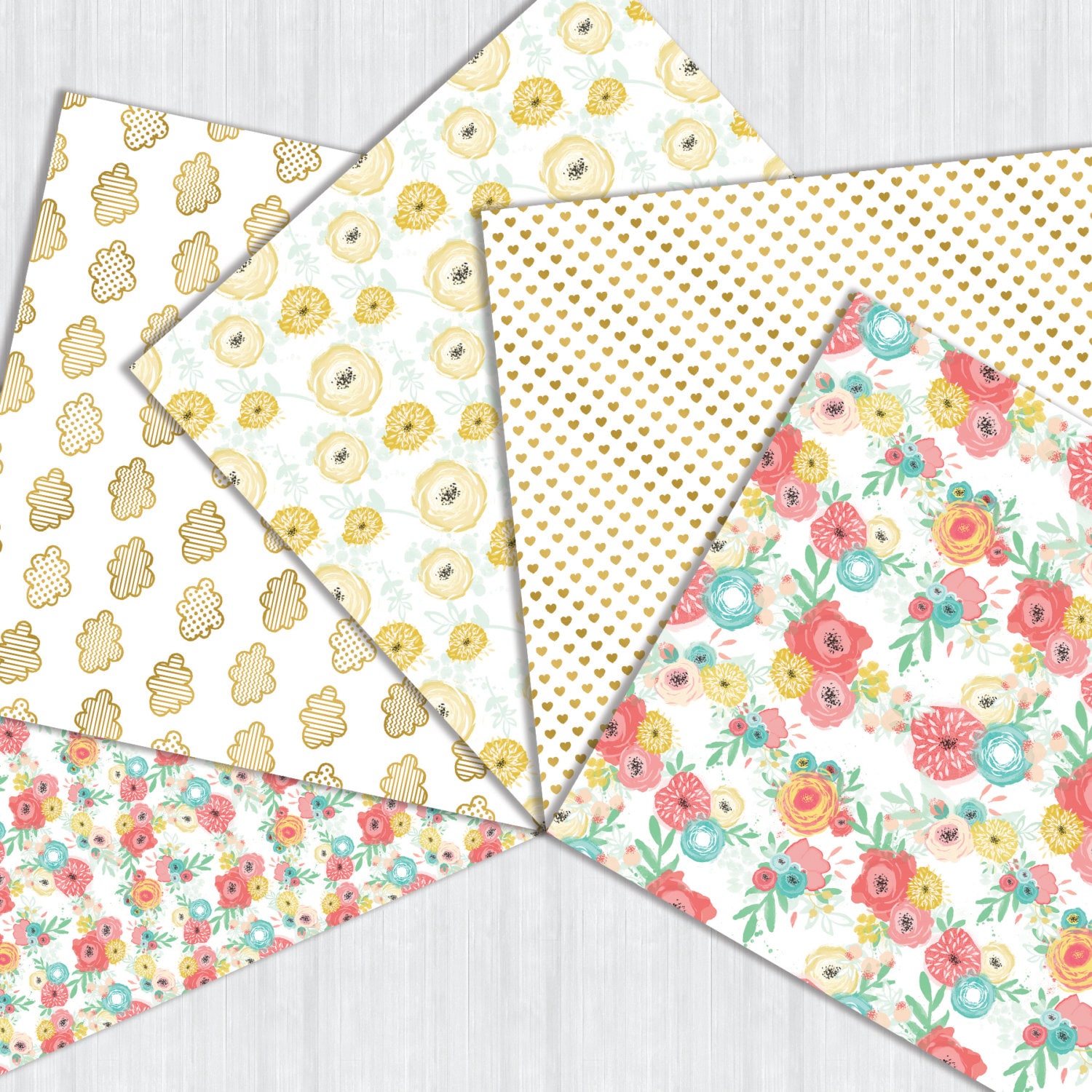 Colorful Spring Flowers Digital Paper Pack Instant Download - Etsy