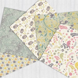 Retro Digital Paper Vintage, Shabby Chic Digital Paper, Love Birds ...