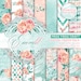 Watercolor Flowers Digital Paper Pack Peach and Mint Flowers | Etsy