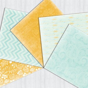 Yellow Blue Digital Paper Pack Instant Download Vintage Bright Sky ...