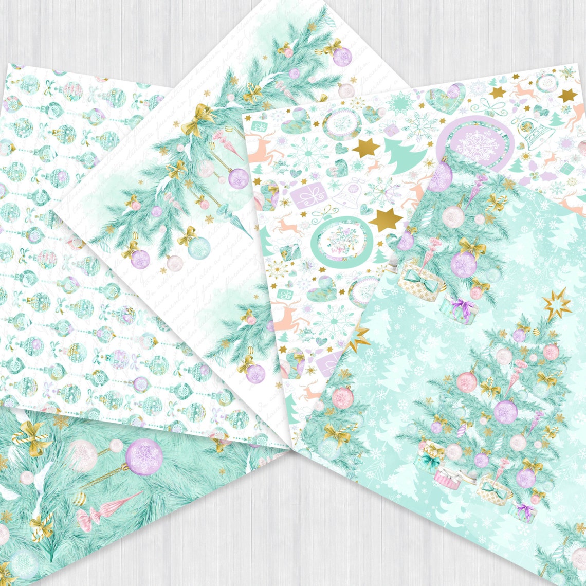 Christmas Paper Pack Christmas Digital Backgrounds Xmas Tree - Etsy