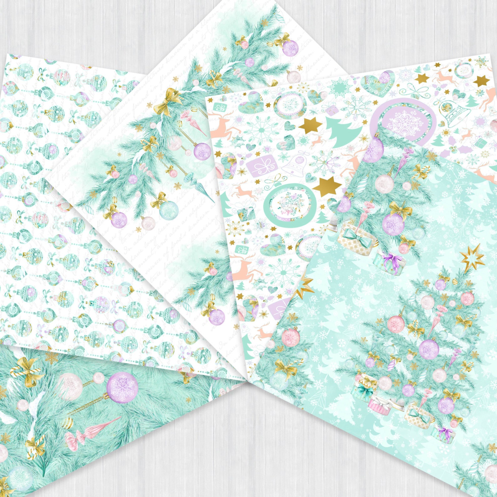 Christmas Paper Pack Christmas Digital Backgrounds Xmas Tree Scrapbook ...