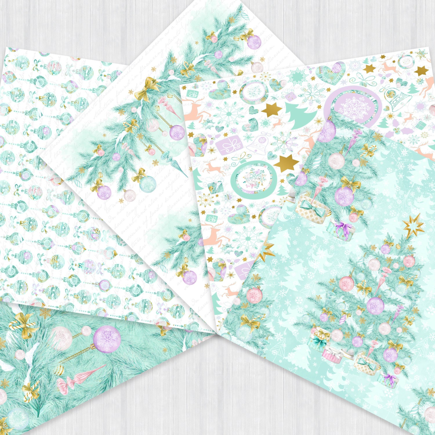 Christmas Paper Pack Christmas Digital Backgrounds Xmas Tree - Etsy