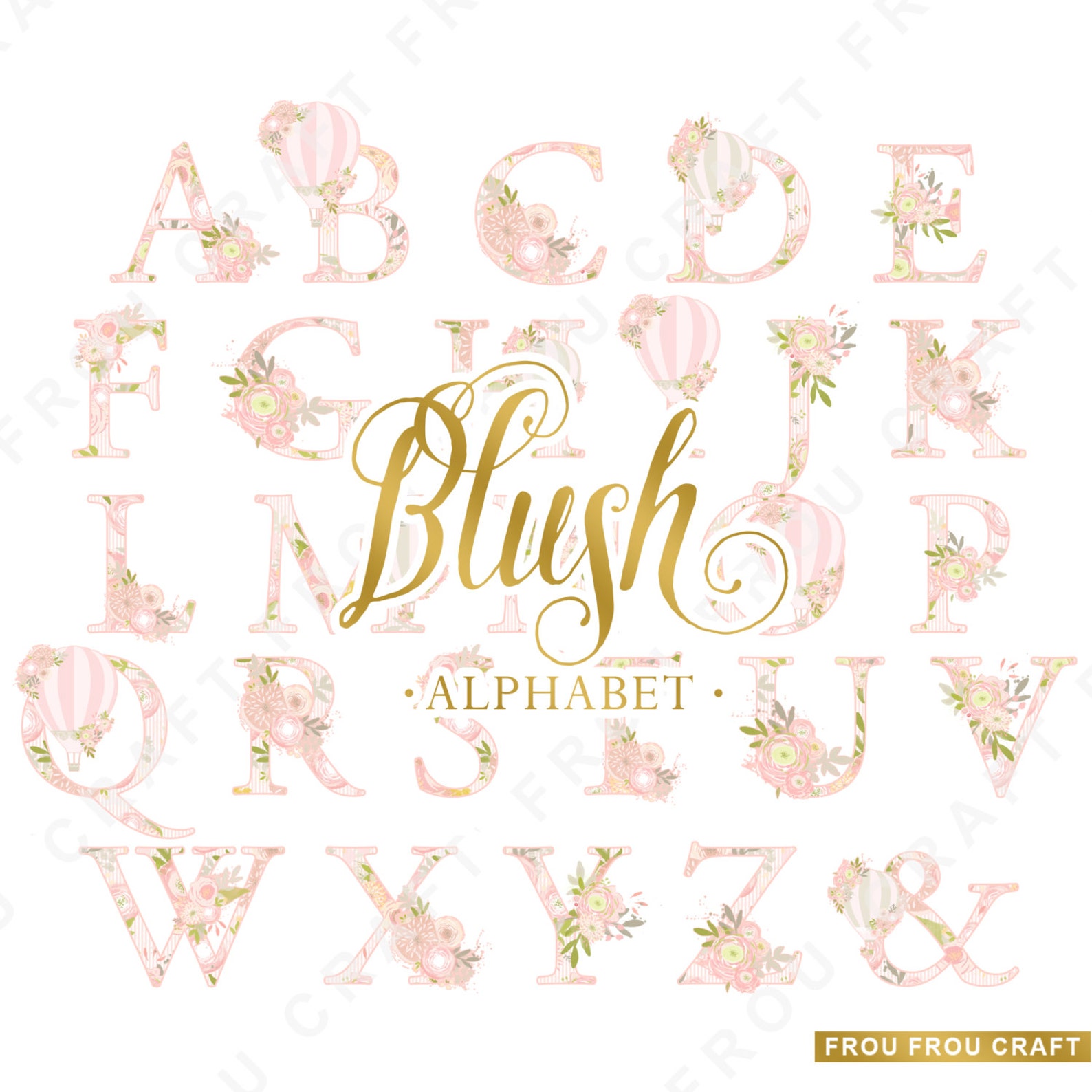 Pink Alphabet Clipart Flowers A to Z Letters Intant Download | Etsy