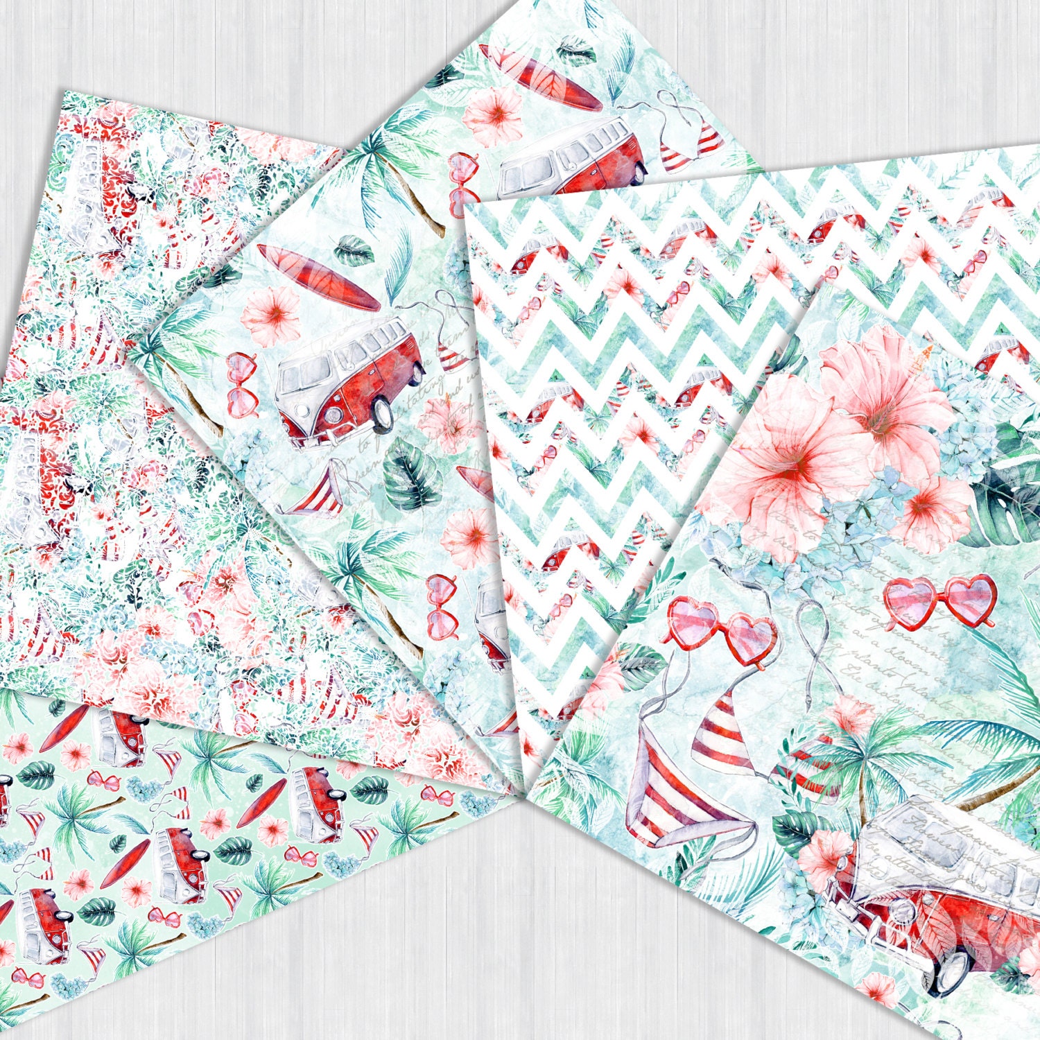 Summer Paper Pack Beach Pattern Sea Seamless Patterns - Etsy