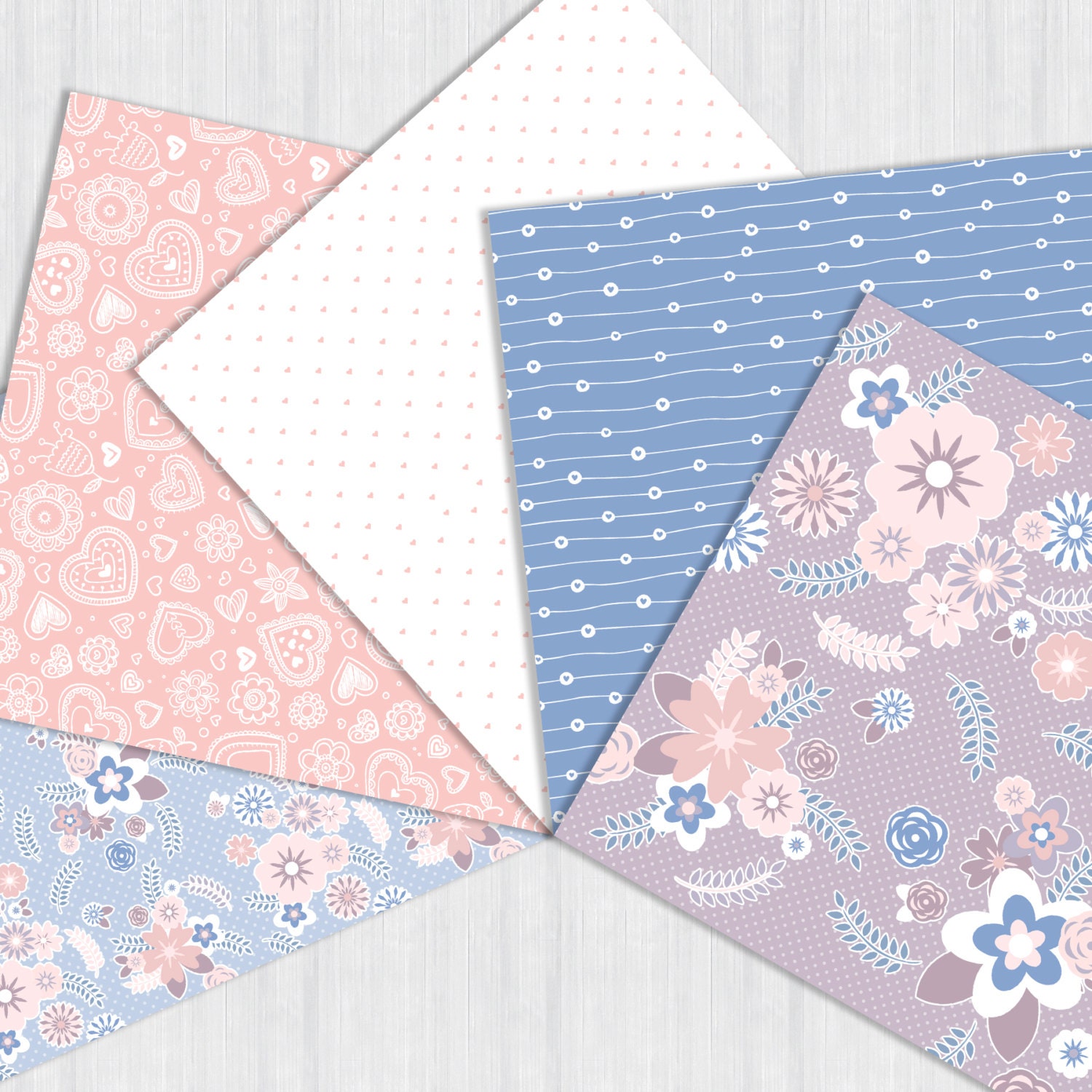Rose Quartz Serenity Digital Paper Pack Pink Blue Valentine | Etsy
