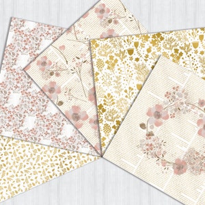Marsala Watercolor Flowers Digital Paper Pack Instant Download Gold ...