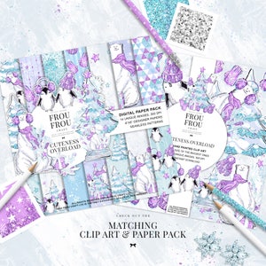 Cute Winter Paper Pack, Teddy Bear Penguin Planner Supplies, Pastel ...