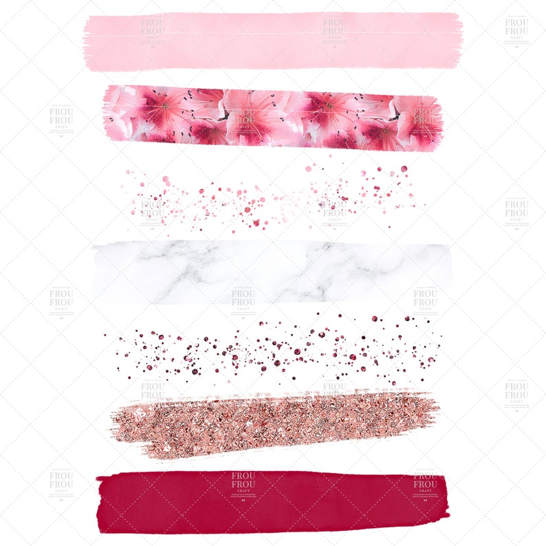 Glitter Brush Strokes Pink Clip Art Rose Gold Clipart - Etsy