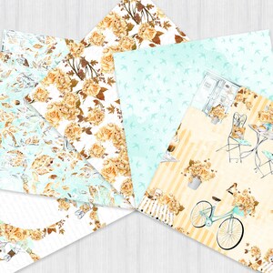 Paris Paper Pack Coffee Digital Backgrounds Watercolor Bakery Seamless ...