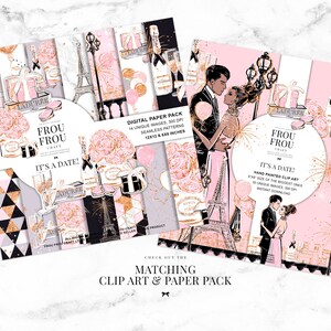 Valentine Clipart Fashion Scene Anniversary Engagement Wedding Gold ...