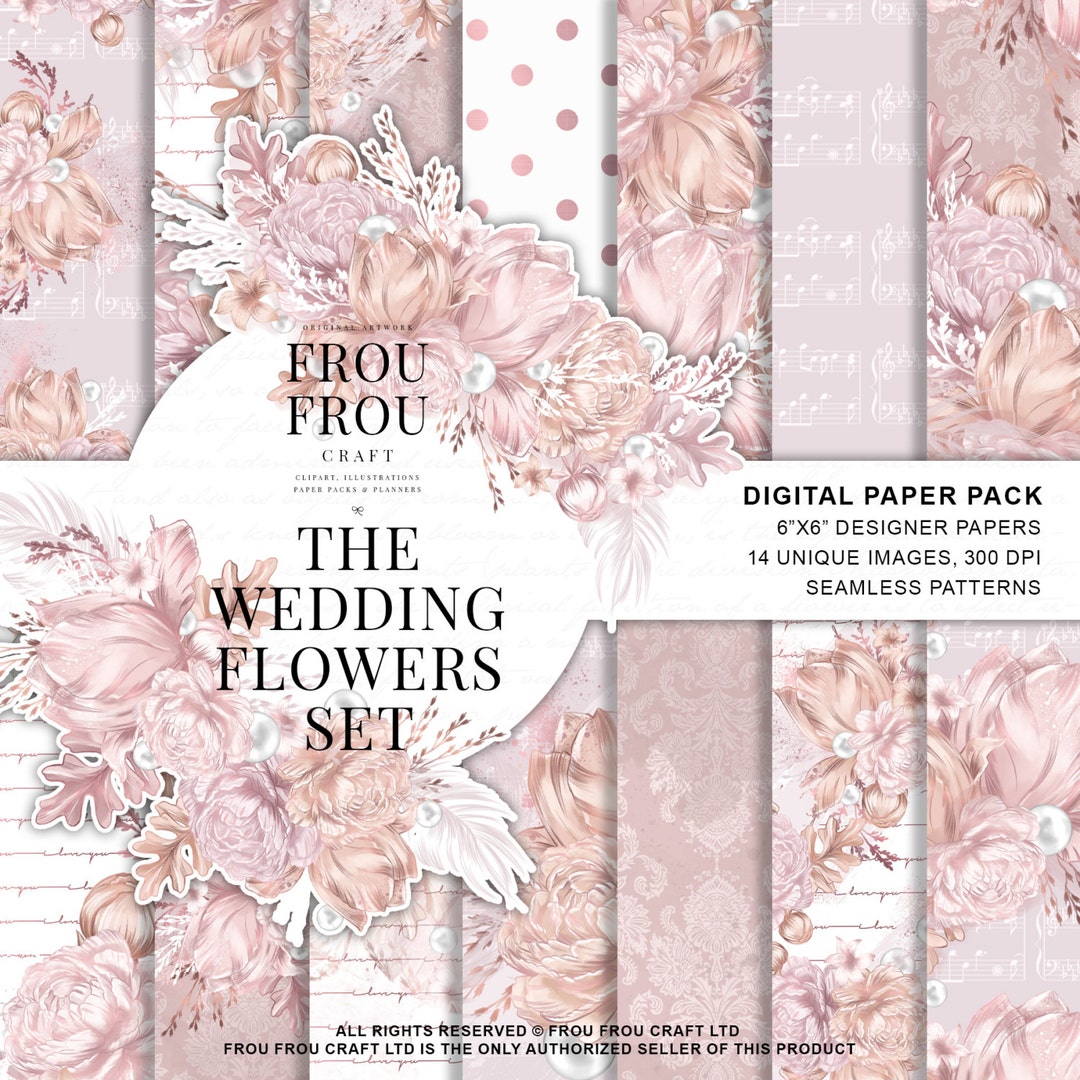 Wedding Paper Pack Bridal Designer Paper Pad Powder Wedding Flowers ...