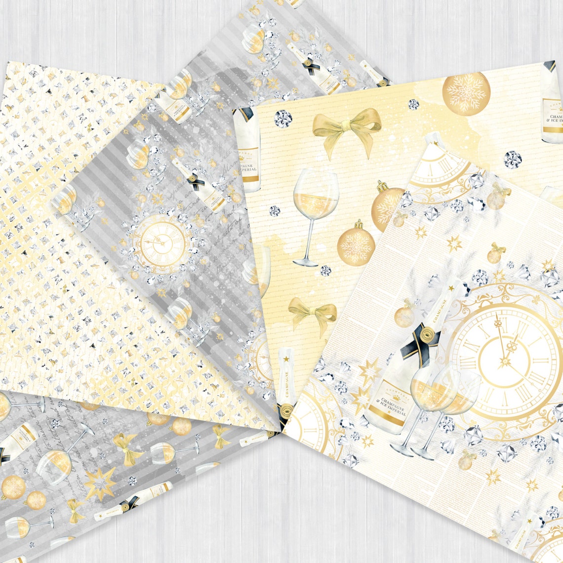 New Year Paper Pack Watercolor Christmas Scrapbook Papers - Etsy