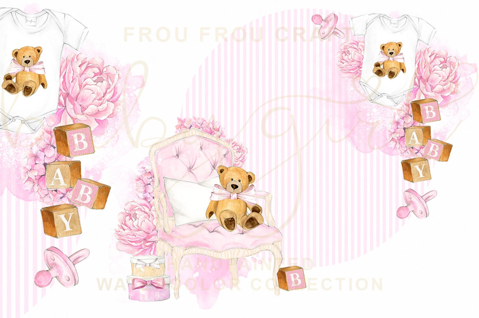 Baby Clipart Baby Girl Clip Art Pregnancy Nursery Watercolor - Etsy