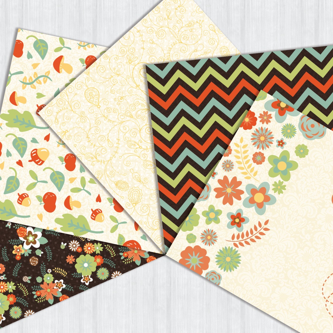 Floral Digital Paper Pack Instant Download Cream White Red - Etsy