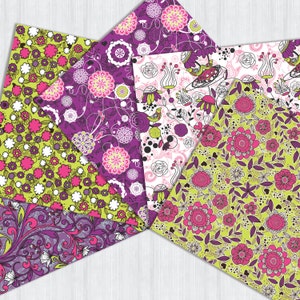 Pink Purple Digital Paper Pack Instant Download Bright Colors Spring ...