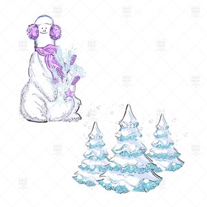 Cute Winter Clip Art, Christmas Clipart, Teddy Bear Penguin Glitter ...