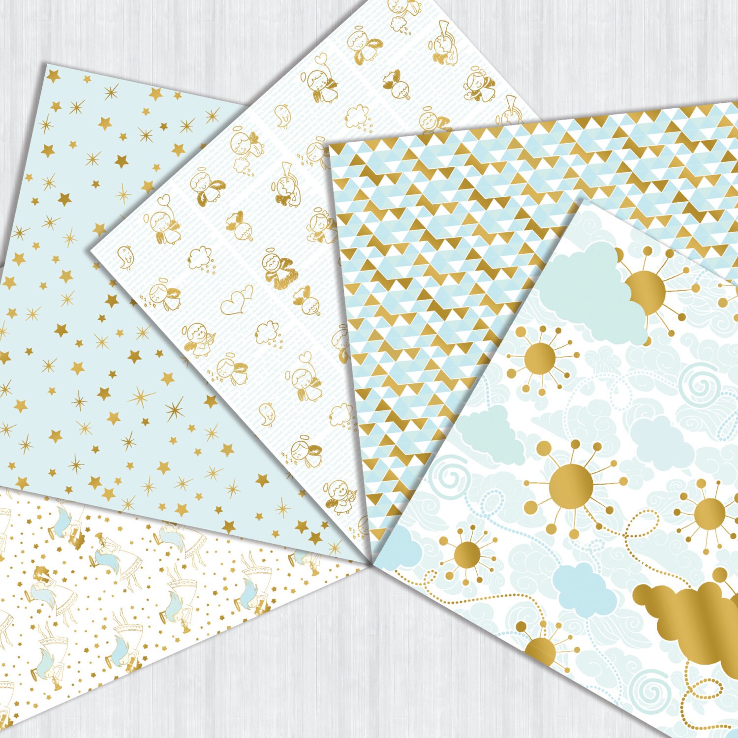 Nursery Digital Paper Pack Baby Boy Background Baby Scrapbook - Etsy