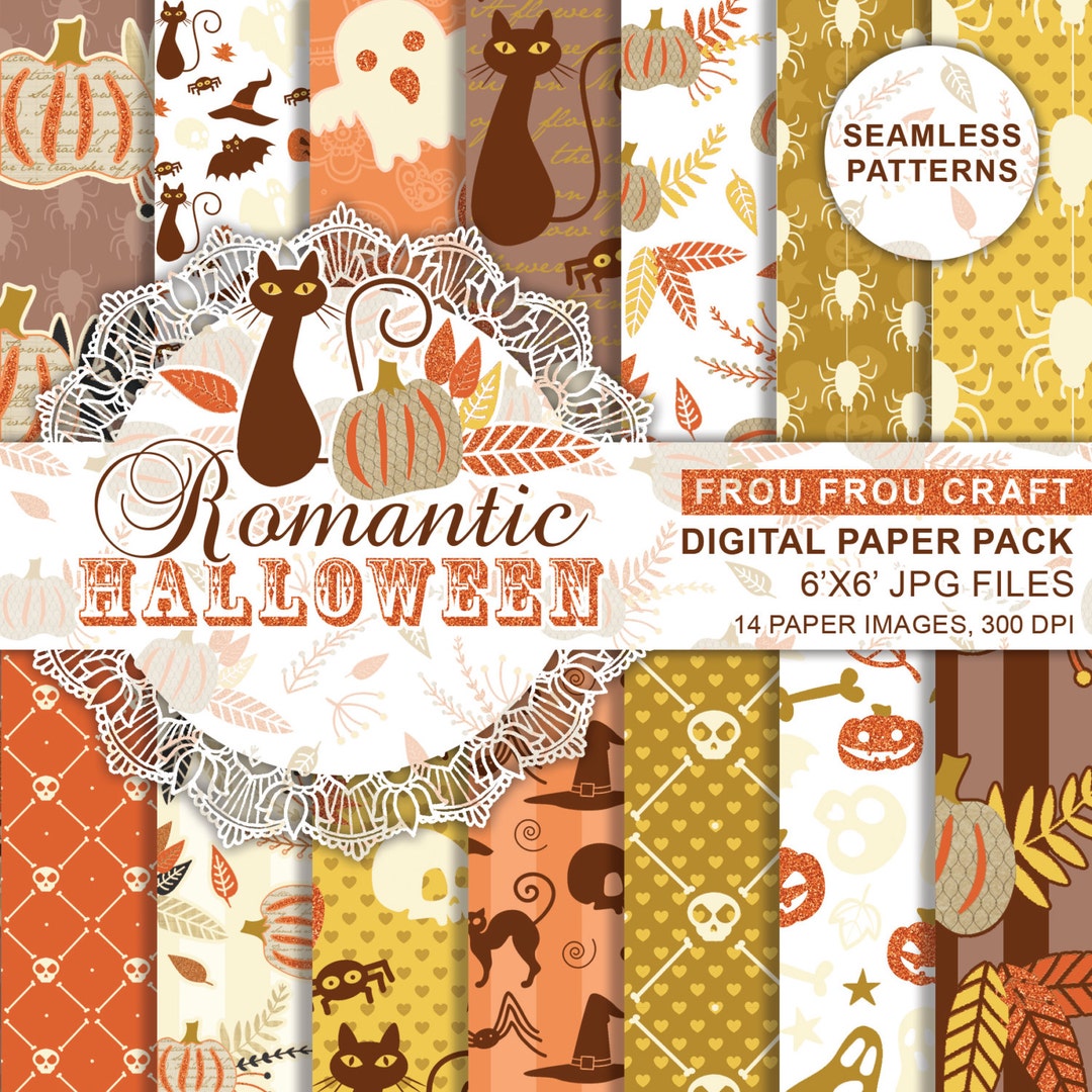 Autumn Paper Pack Halloween Scrapbook Instant Download Seamless Pattern ...