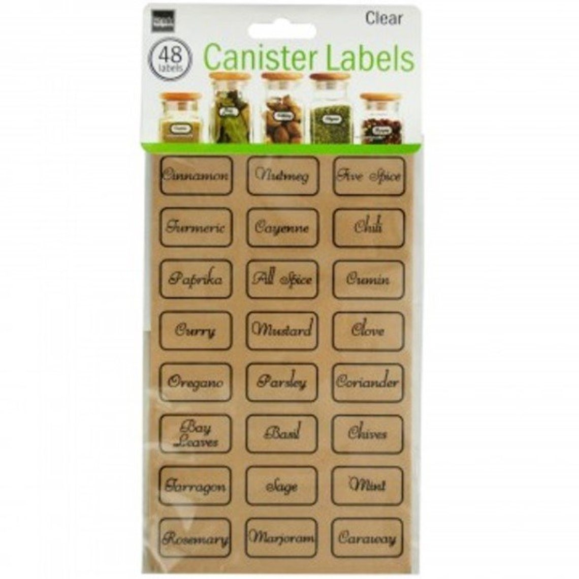 Clear Kitchen Pantry Preprinted Storage Canister Labels Set | Etsy