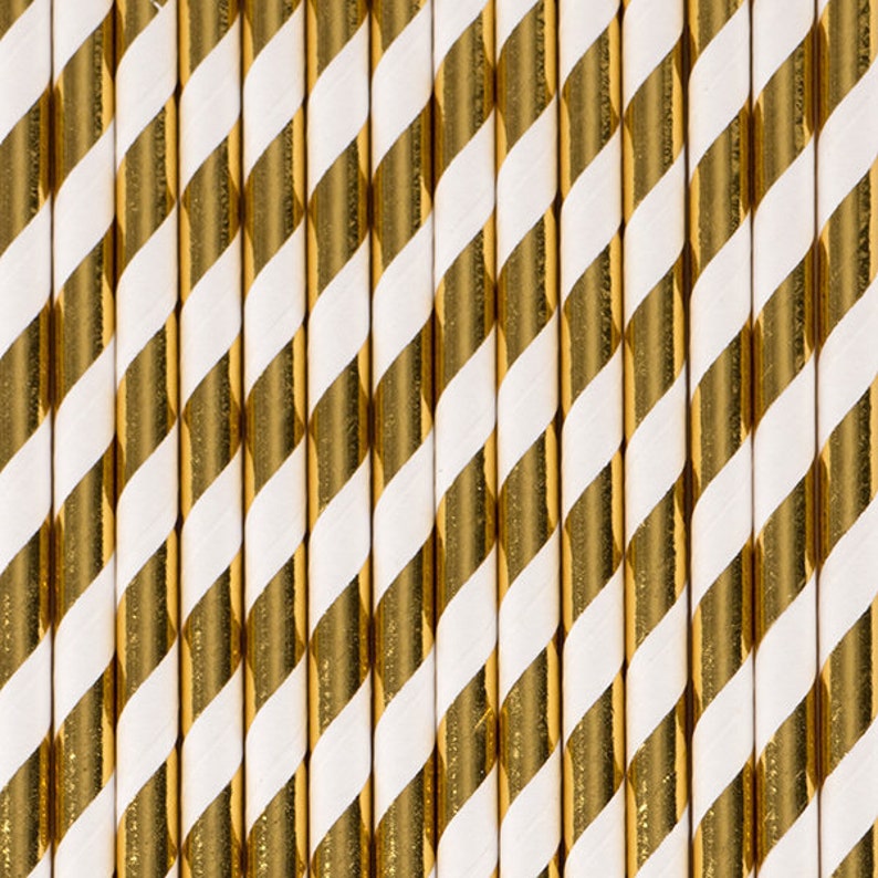 GOLD & WHITE Paper Straws X 20 - Etsy