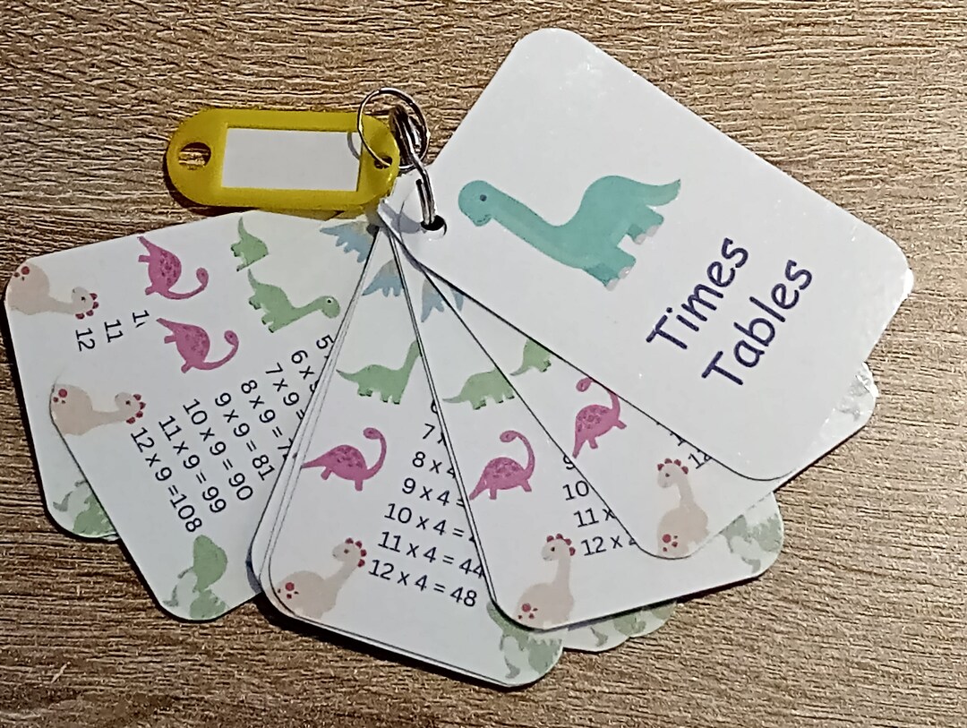 DINOSAUR Times Tables Flash Cards Home School Maths - Etsy