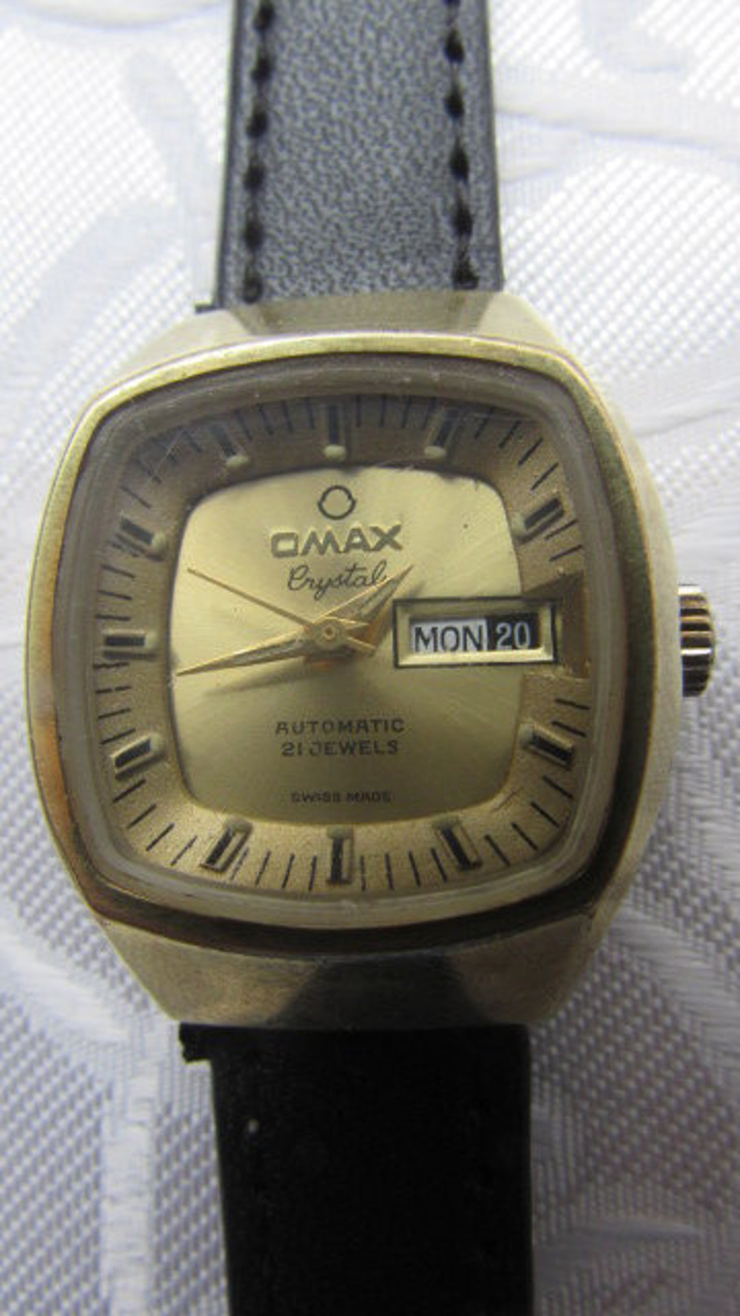 OMAX Crystal Swiss Vintage Wrist Watches GOLD Plated Automatic 21 ...