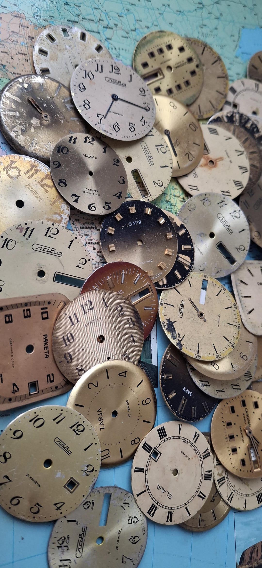 Vintage 41 Pcs Mans Watch Face Dials 32 Mm Round From Old Watch Parts ...