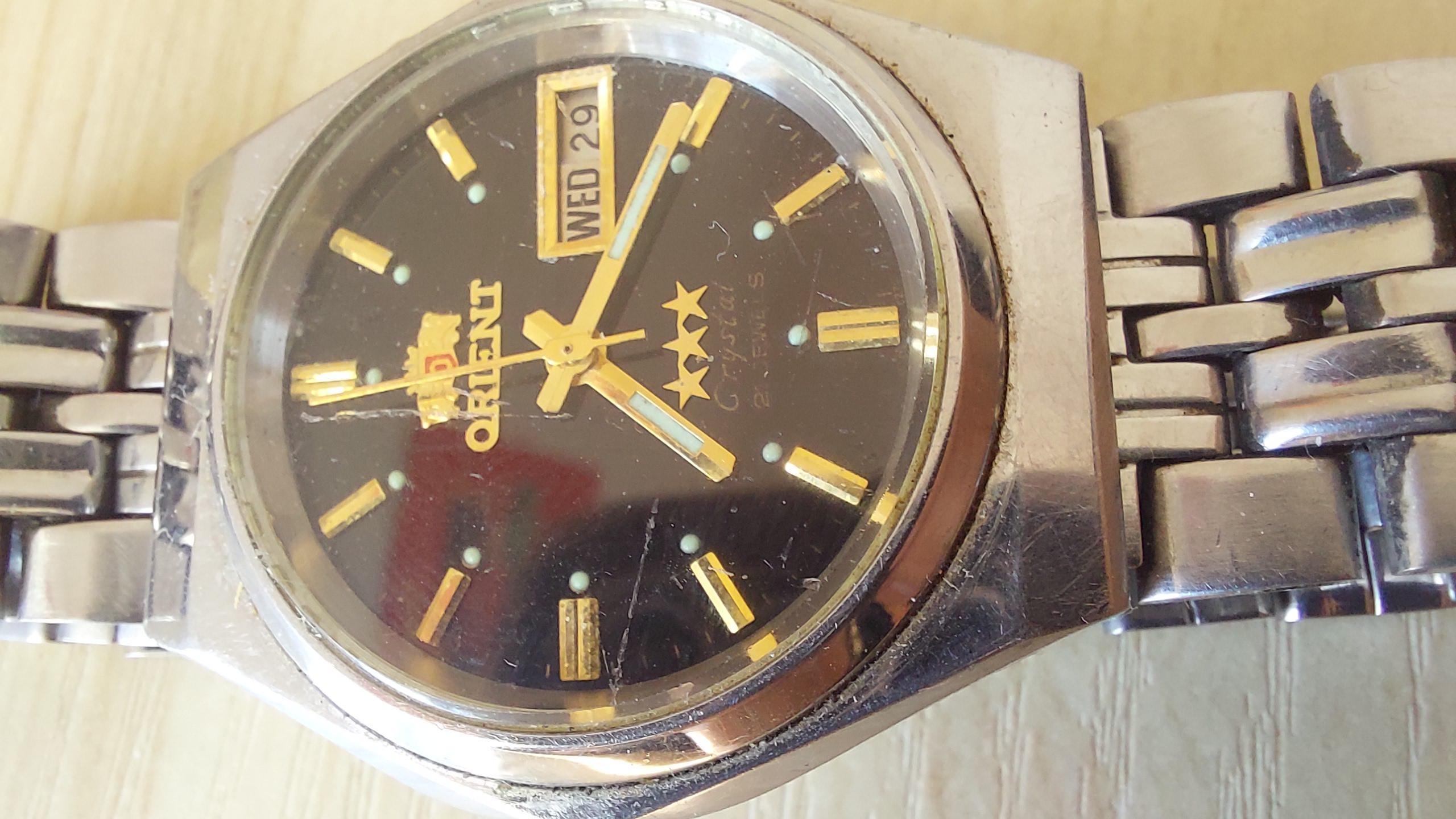 ORIENT CRYSTAL Automatic Vintage Men's Wrist Watches All Stainless ...