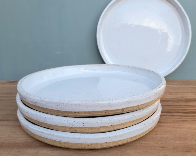White Dinner Plate 22.5 Cm, Plate With High Lip, Ceramic Plate, Serving ...