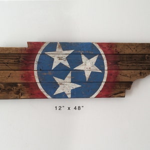 Wooden State of Tennessee Cut Out With State Flag Painted and ...
