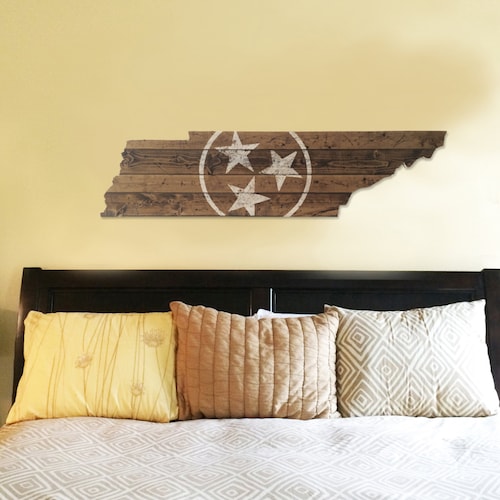 Wooden State of Tennessee Cut Out With State Flag Painted and - Etsy